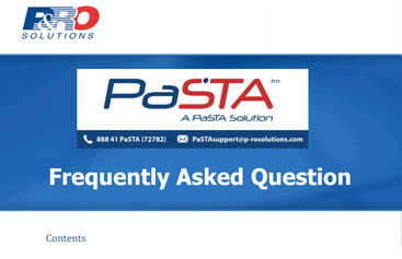 PaSTA Frequently asked questions 2017 r1 - P&RO Solutions
